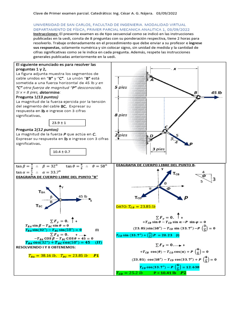 P1MECANICA12oS2022AyBCS | PDF | Vector Euclidiano | Fuerza