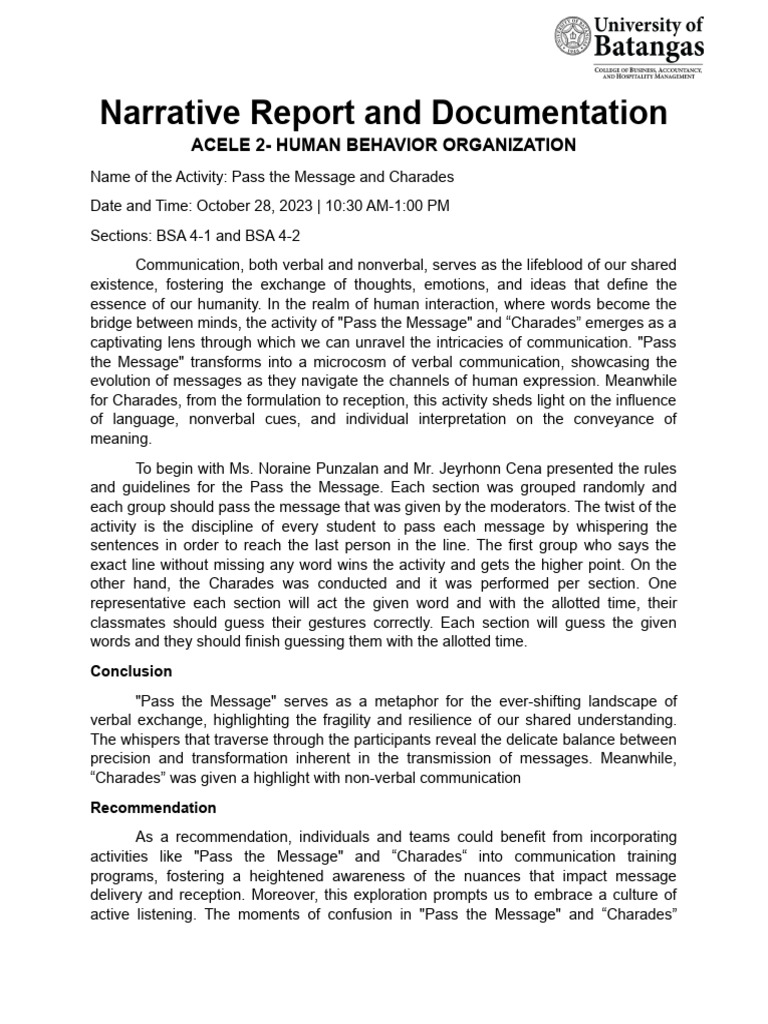 Pass The Message | PDF | Communication | Nonverbal Communication