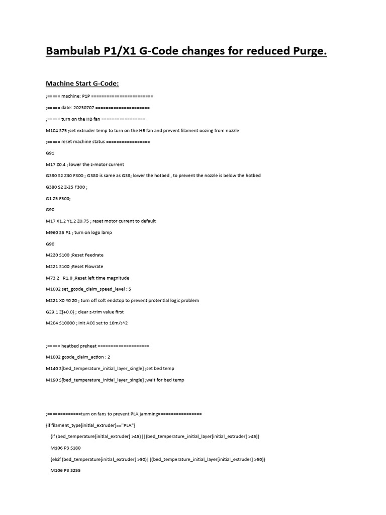 Bambulab P1X1 G-Code | PDF | Mechanical Engineering