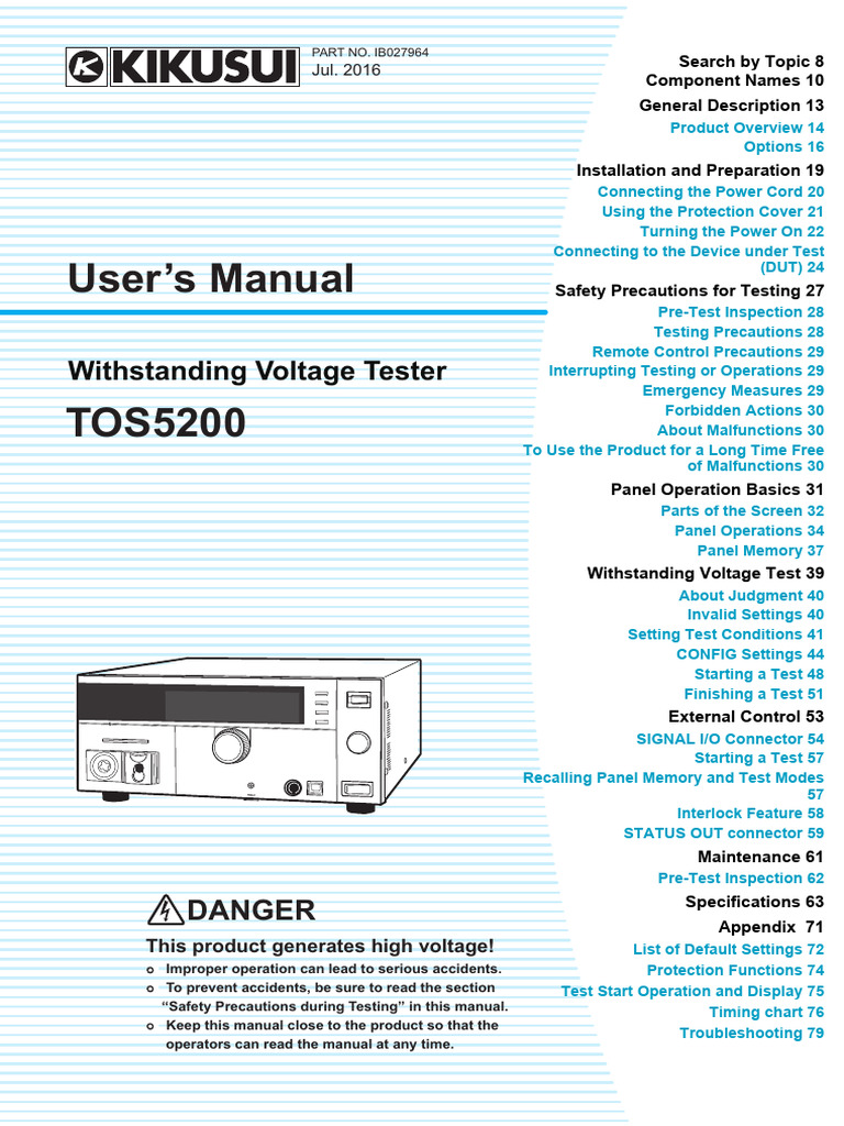 Fuente de Poder Kikusui TOS5200 - USER - E | PDF | Power Supply | Electrical Connector