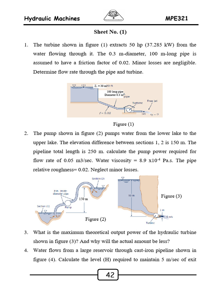Sheet -1-2022 | PDF | Pump | Pipe (Fluid Conveyance)