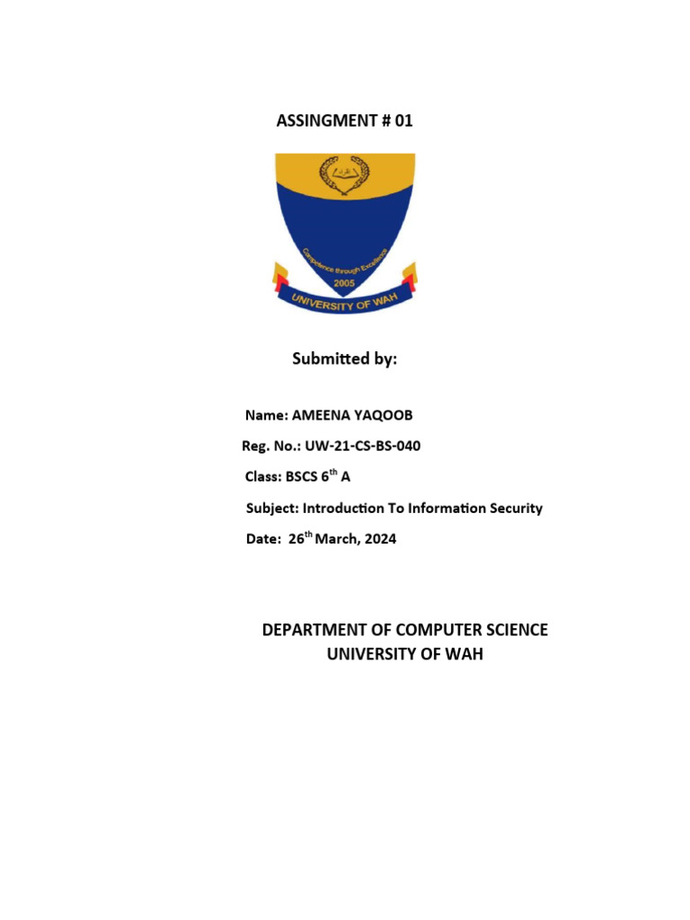 IS ass 1 | PDF | Espionage Techniques | Applied Mathematics