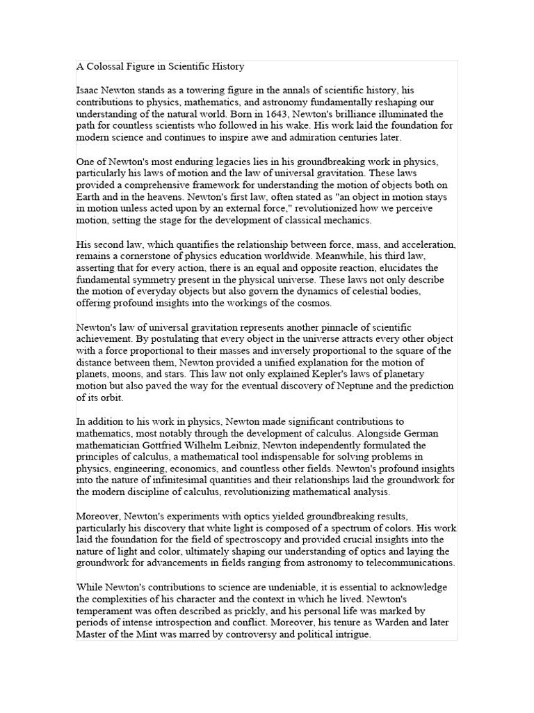 a1' | PDF | Isaac Newton | Force