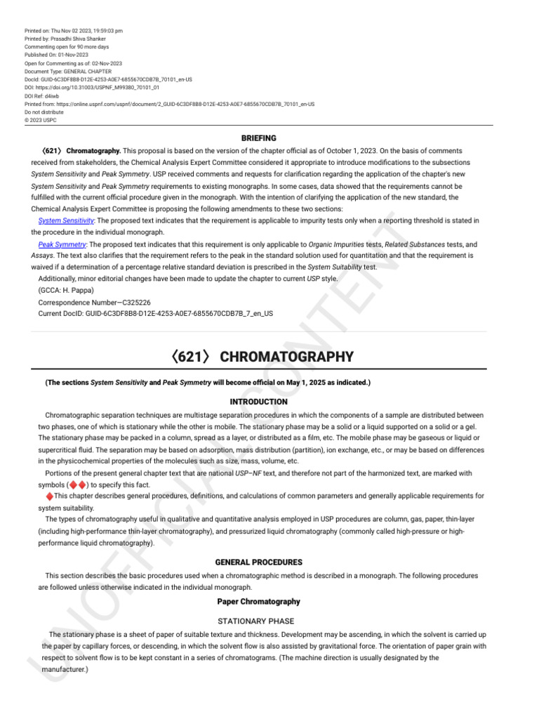 USP 621 Chromatography 1698974779 | Download Free PDF | Chromatography ...