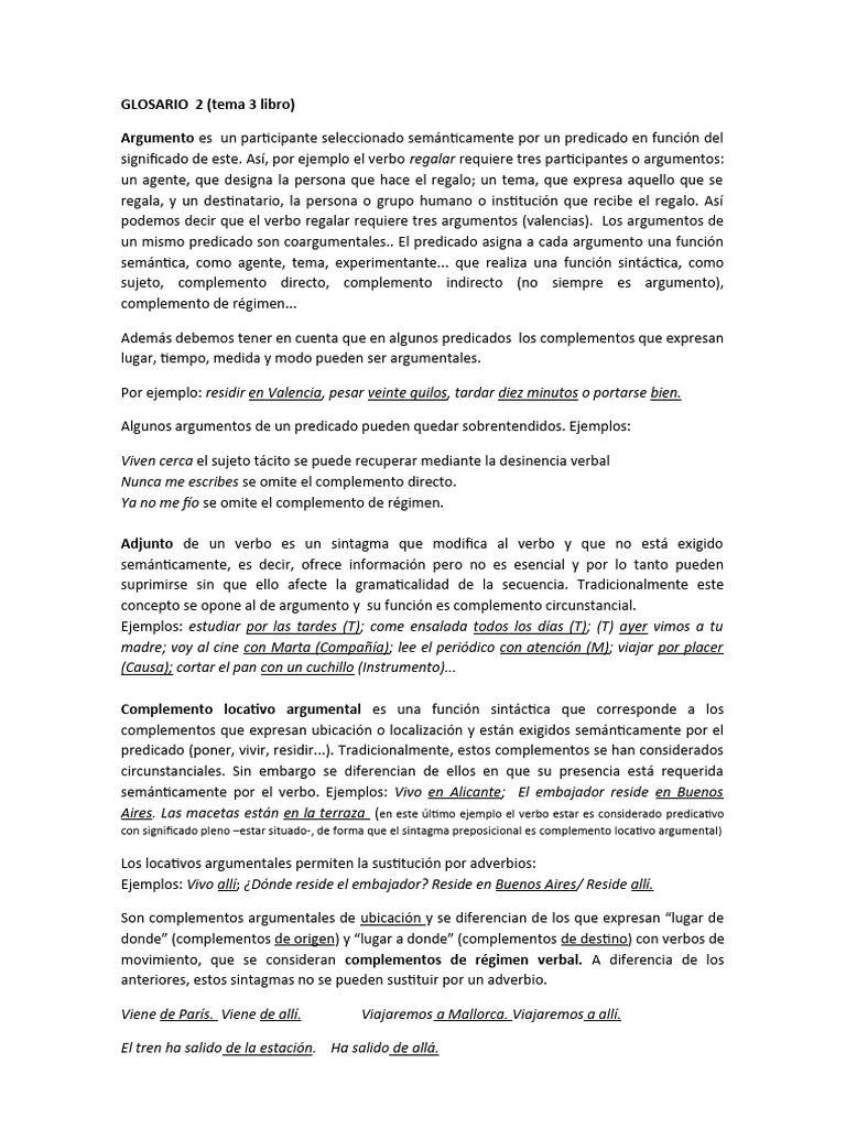 Argumentos y Adjuntos | PDF | Verbo | Predicado (Gramática)