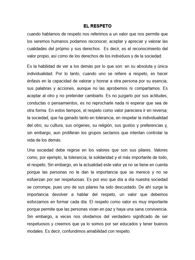 El Respeto Pdf Tolerancia Sociedad