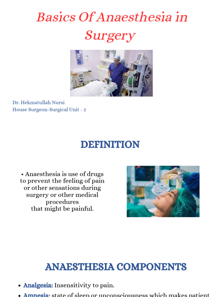 Basics of Anaesthesia in Surgery (Final) PDF | PDF | Anesthesia ...