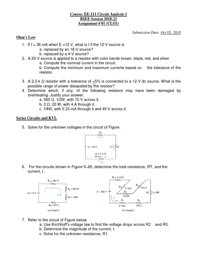 Assignment 1 | Download Free PDF | Resistor | Electrical Network