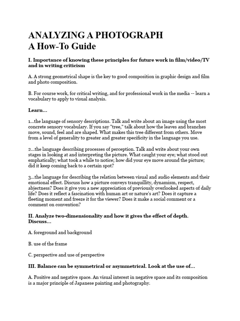 Analyzing A Photograph | PDF | Composition (Visual Arts) | Image
