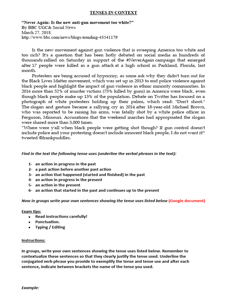 Tenses in Context Find Tenses Uses | PDF | Grammatical Tense | Perfect ...