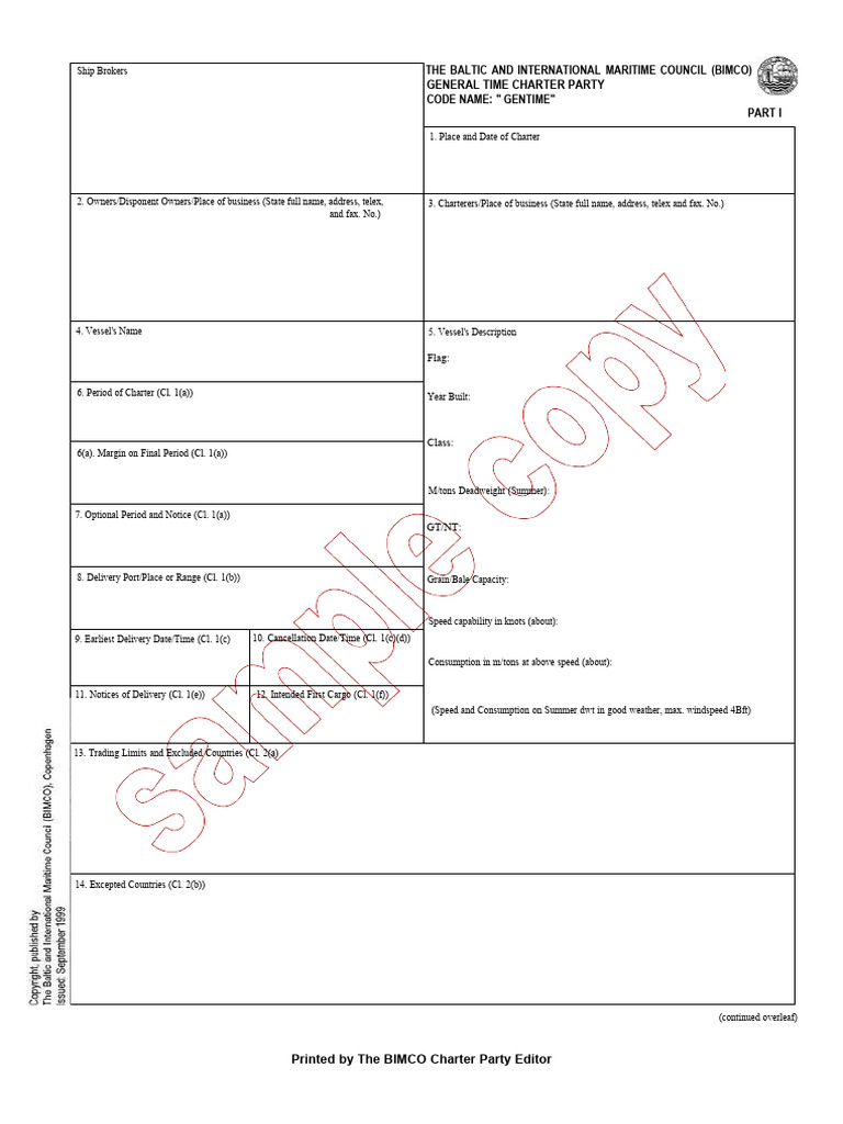 GENERAL TIME-CHARTER-PARTY | PDF | Tonnage | Expense