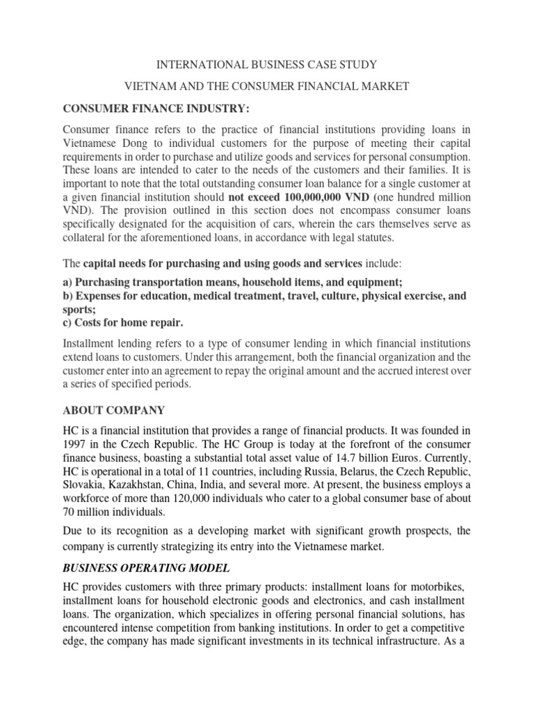 Vietnam Consumer Finance Market Insights | PDF | Credit | Finance ...