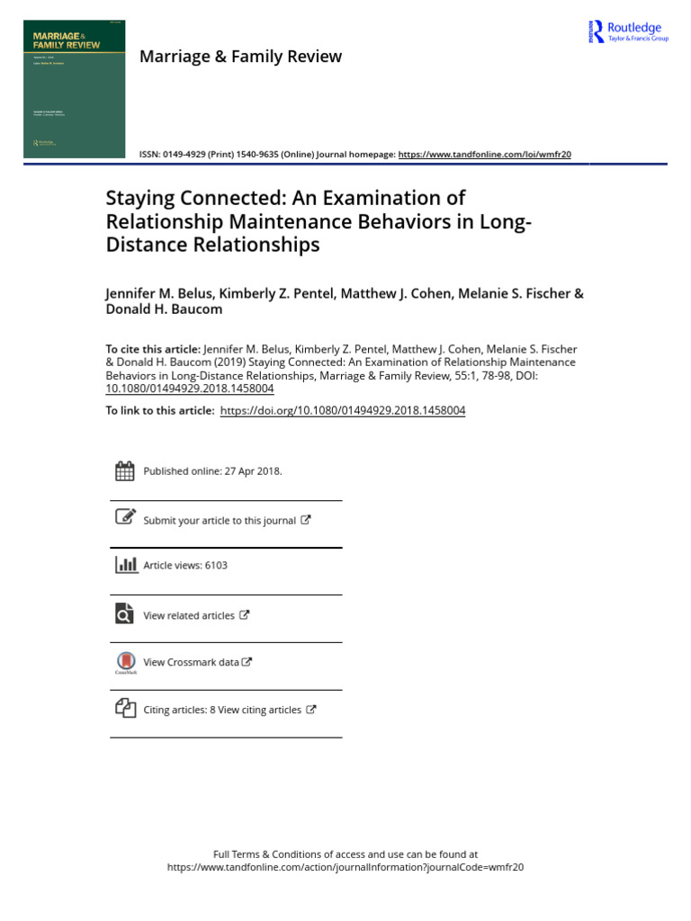 Relationship Maintenance in Long-Distance Love | PDF | Intimate ...