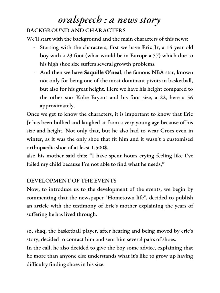 BACKGROUND AND CHARACTERS - Oral Speech | PDF