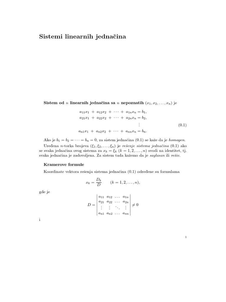 2 Sistemi-Linearnih-Jednacina | PDF