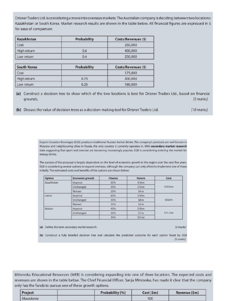 Decision Tree Self Study Questions | PDF