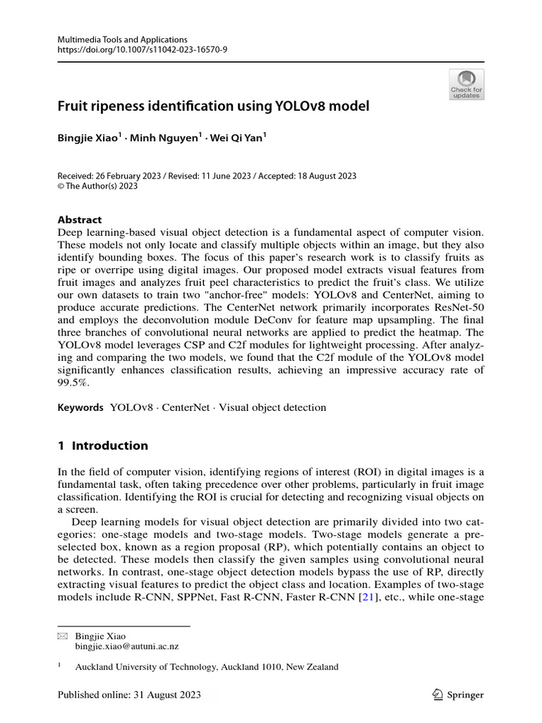 Yolo Fruit Ripeness | PDF | Computer Vision | Deep Learning