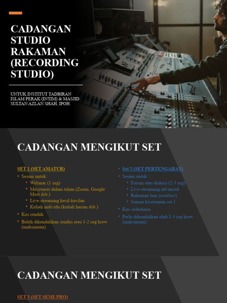 Cadangan Studio Rakaman INTIM MSAS | PDF