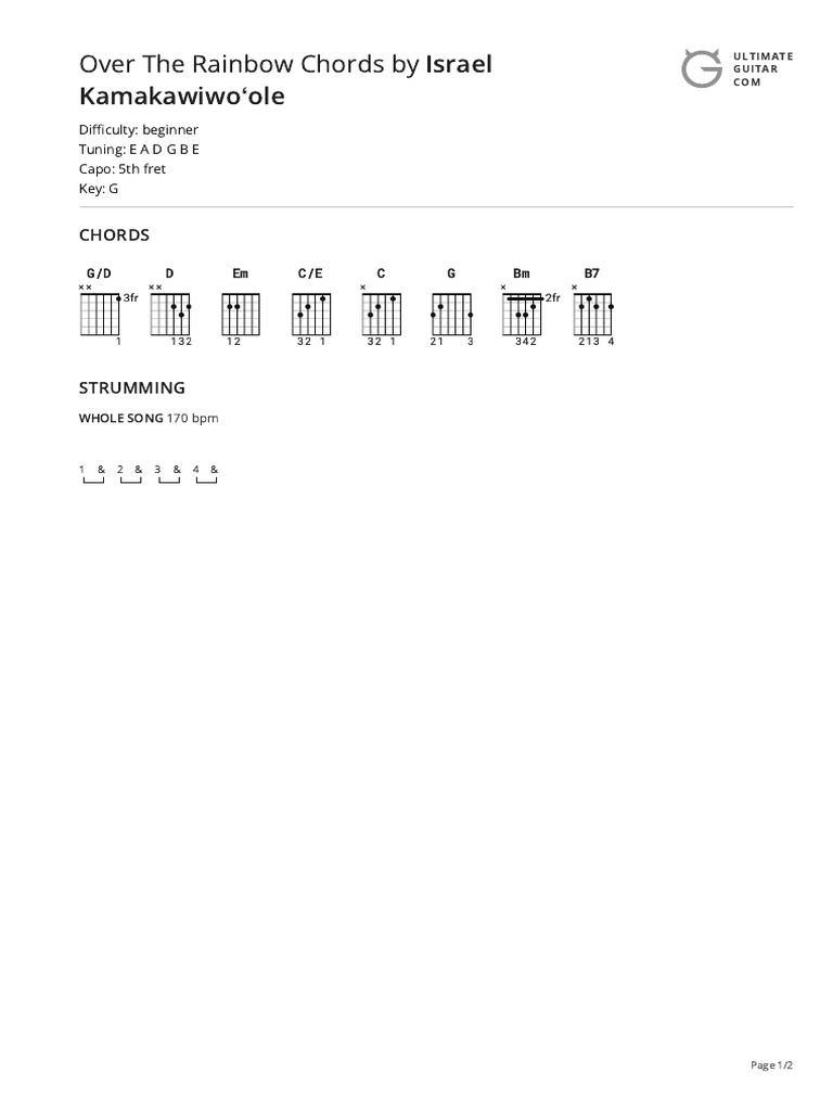 Over the Rainbow Chords & Lyrics | PDF