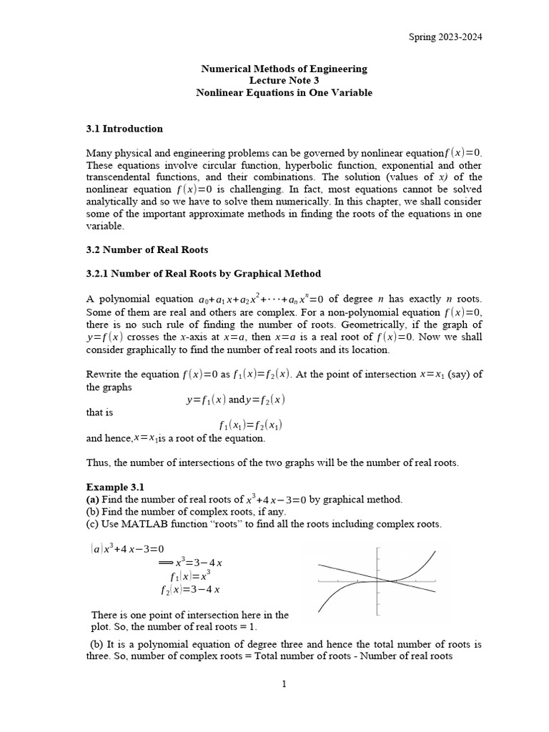 CH-3, MATH-5_LECTURE_NOTE | PDF | Zero Of A Function | Equations