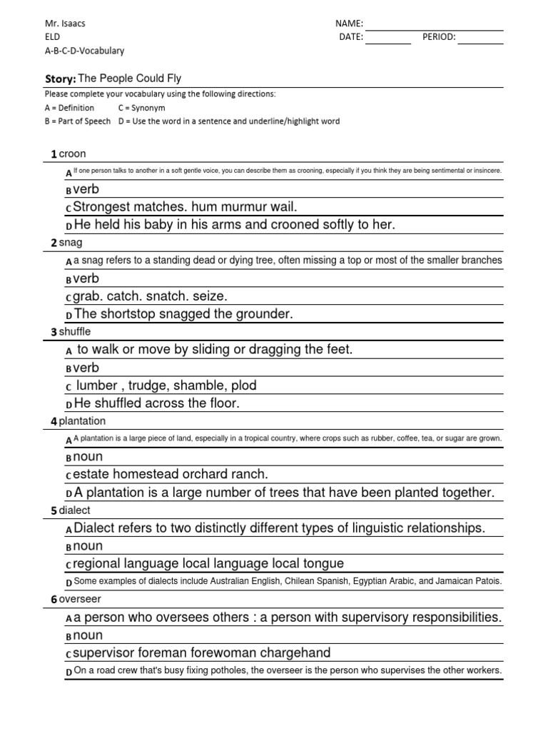 Kami Export - Nhu Tran - The - People - Could - Fly - Vocabulary | PDF ...