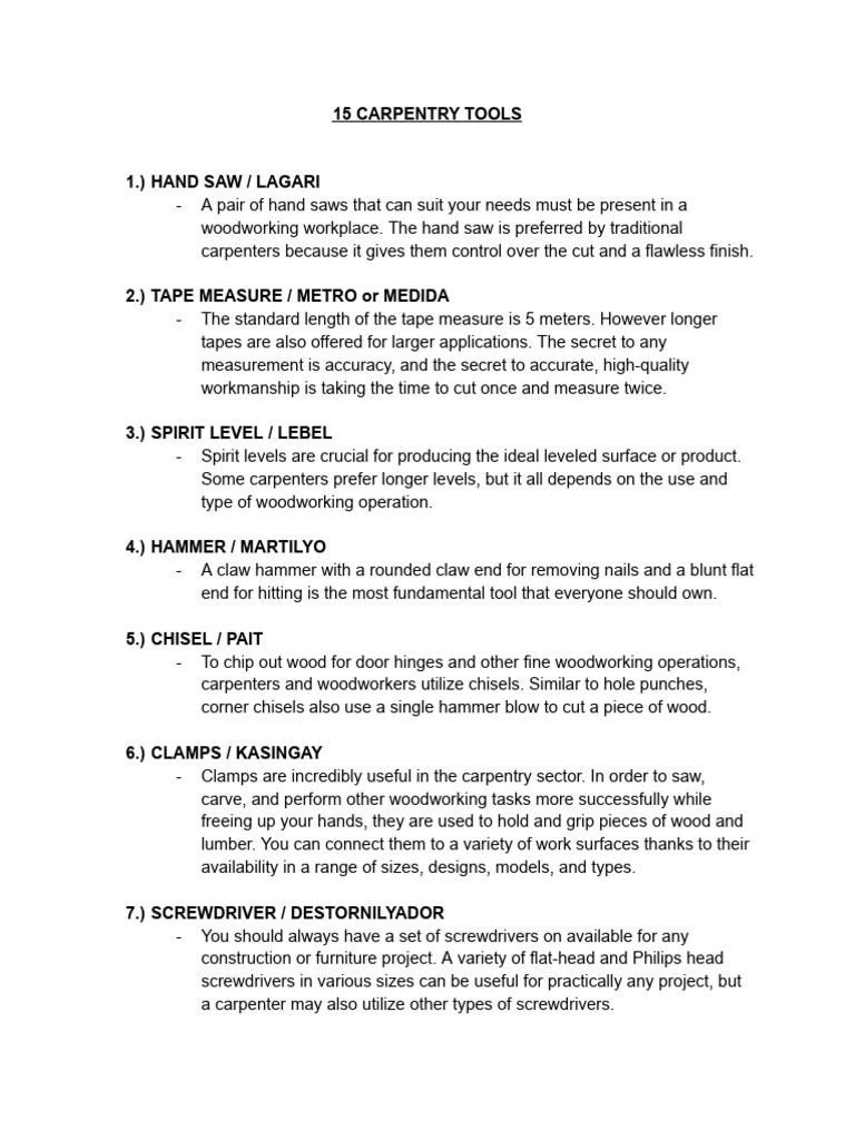 Carpentry Tools | PDF | Carpentry | Blade