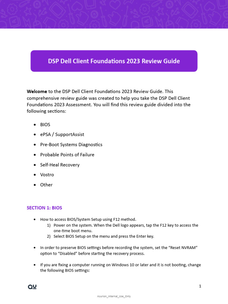 Dell Client Foundations 2023 Review Guide | PDF | Bios | Booting
