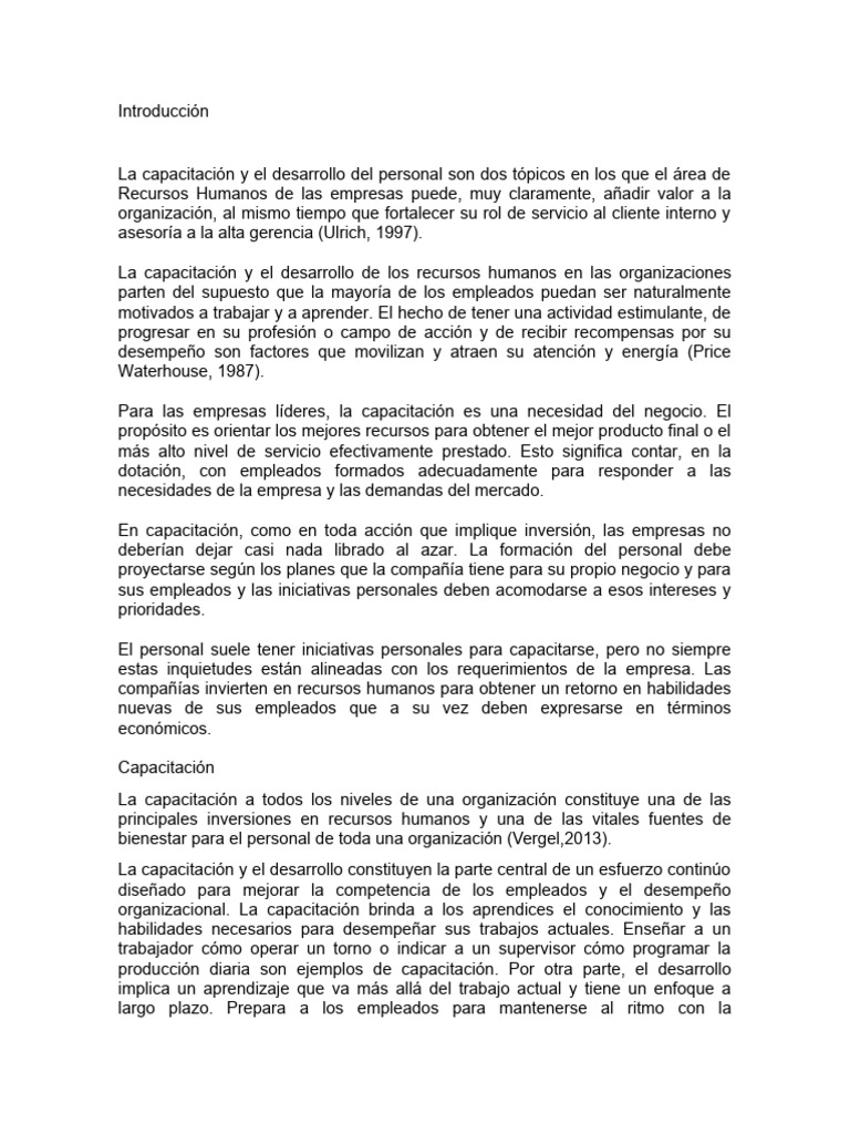 Capacitación y Desarrollo | PDF | Business | Aprendizaje