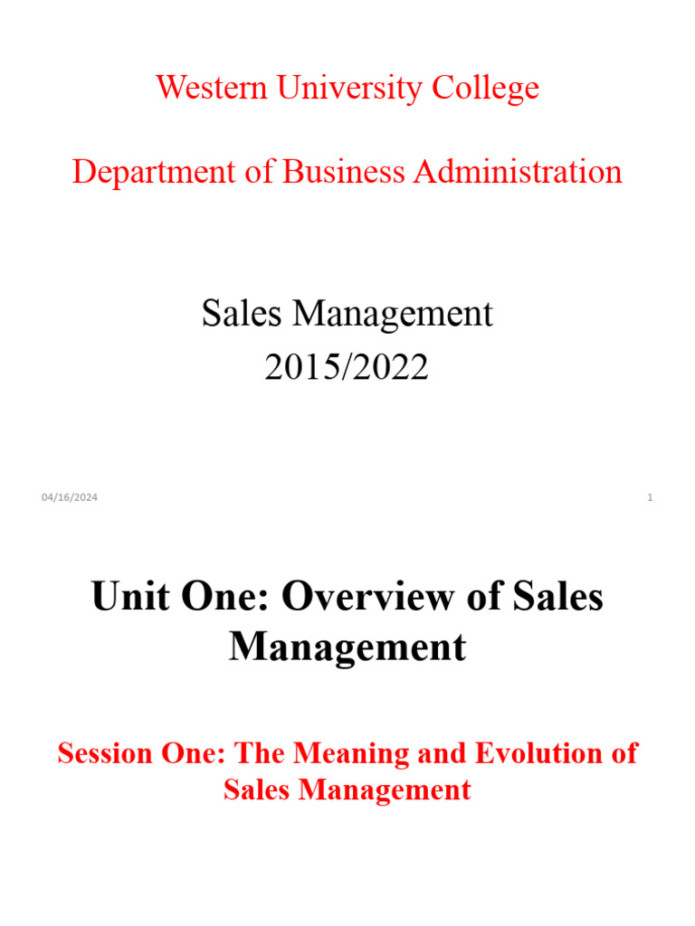 Understanding Sales Management Basics | PDF | Sales | Marketing