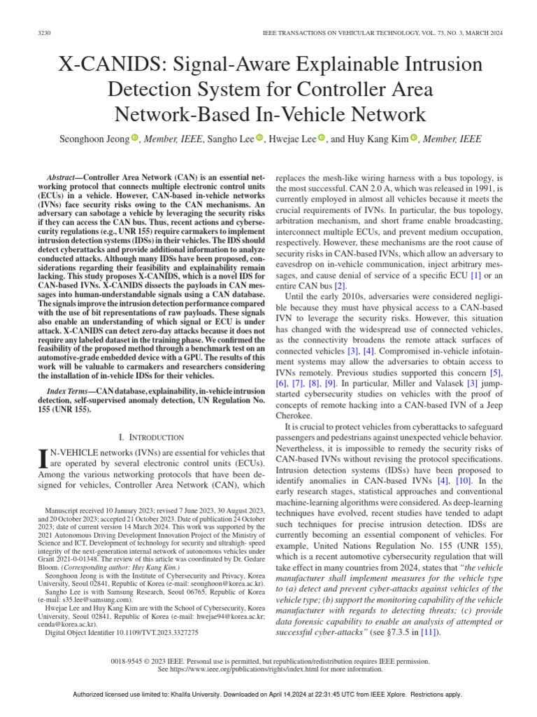 X-CANIDS Signal-Aware Explainable Intrusion Detection System For Controller Area Network-Based ...