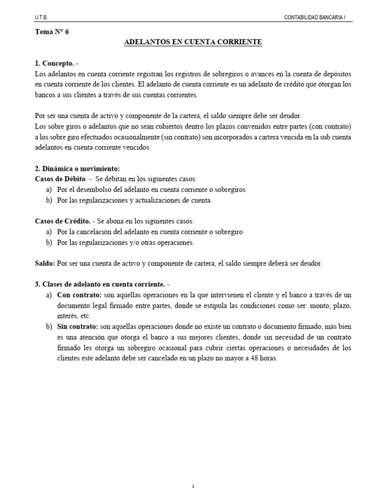 Material de Tema 6 Adelantos en Cta Cte | PDF