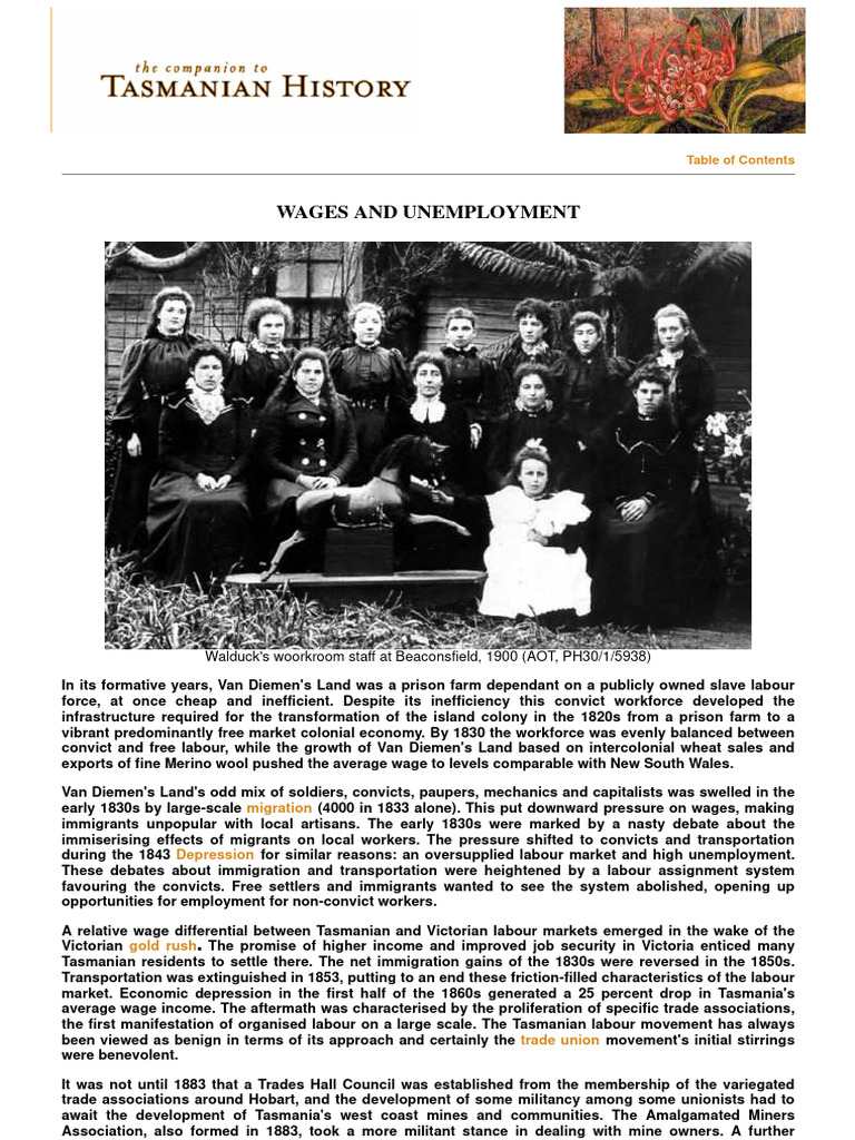 Tasmania's Wage and Employment History | PDF | Trade Union | Labour ...