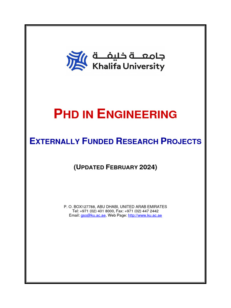 Spring 2024 -PhD in Engineering Research Projects - Externally Funded ...
