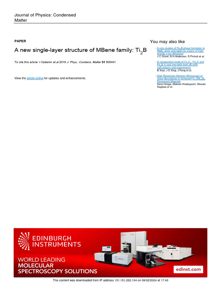 A New Single-Layer Structure of MBene Family Ti 2B | PDF | Magnetism ...