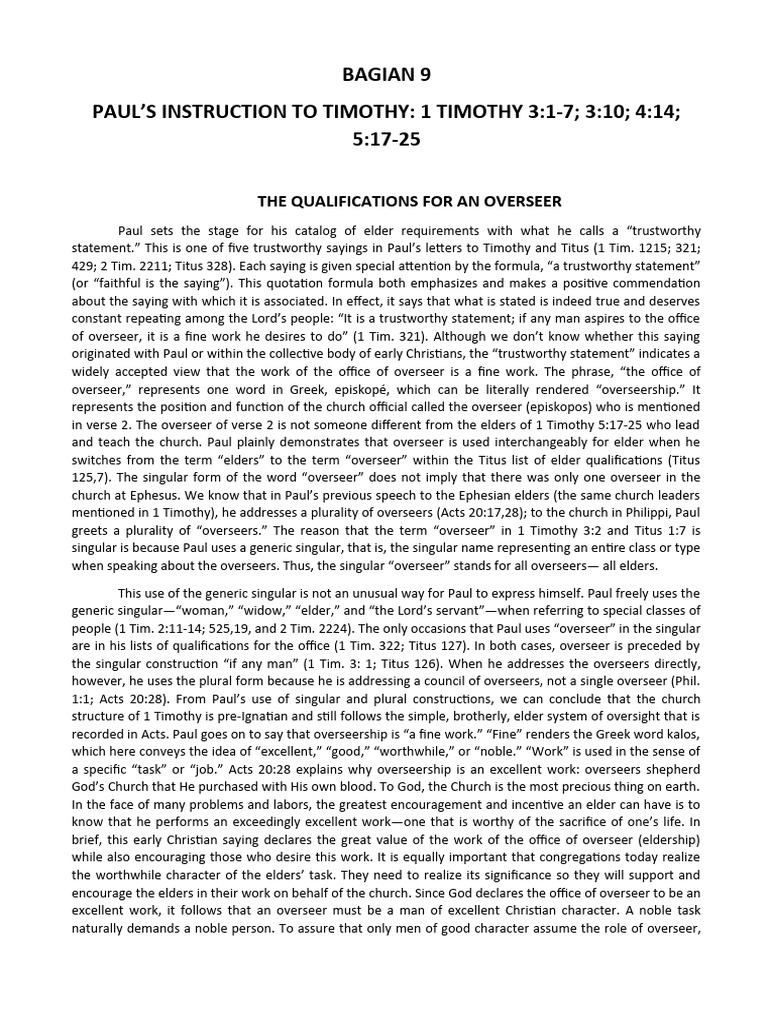 Qualifications for Church Overseers | PDF | Marriage | Remarriage