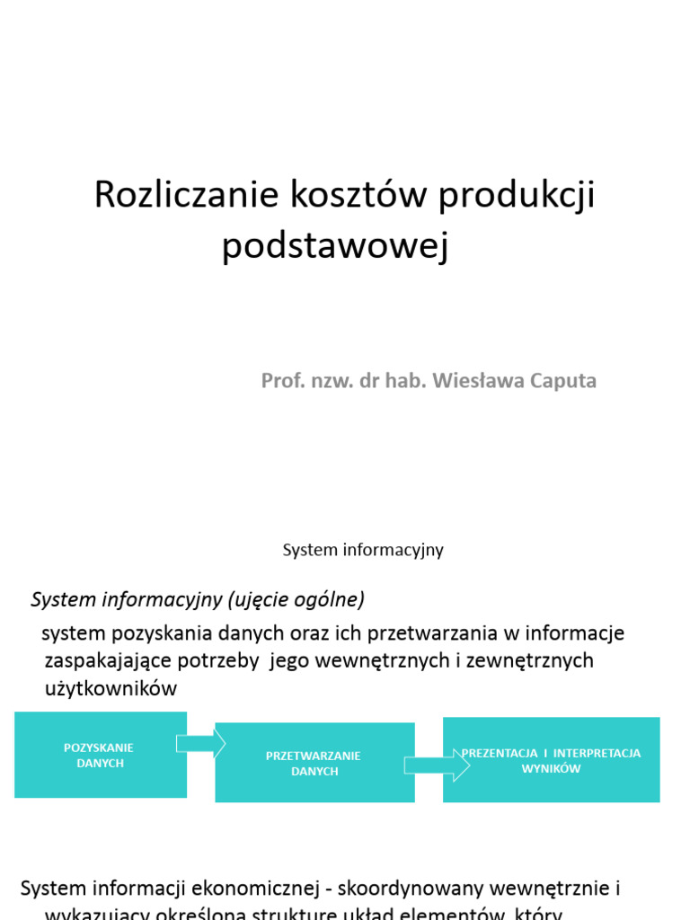 Produkcja Podstawowa Wykład Ewidencja I Rozliczenie | PDF