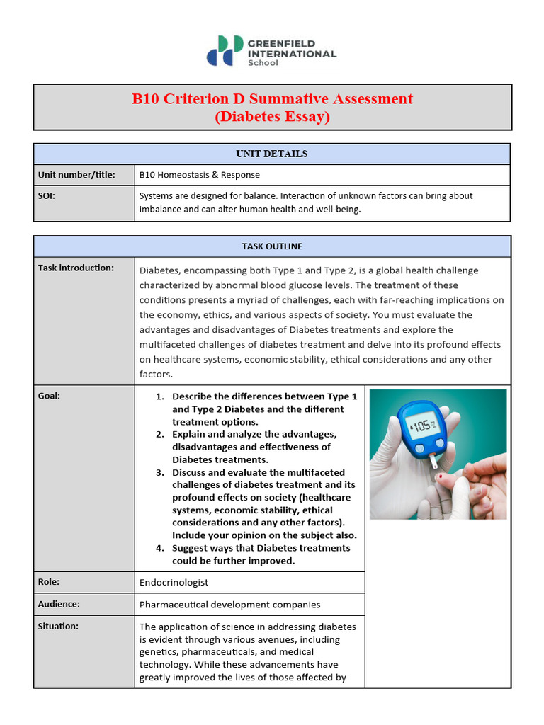 Criterion D Assessment (Diabetes) | PDF | Diabetes | Diabetes Management