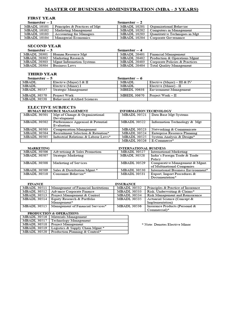 MBA Program Structure and Electives | PDF | International Business ...