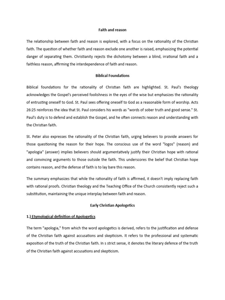 Fundamental Theology Thesis (Year 1) | PDF | Christian Apologetics | Faith