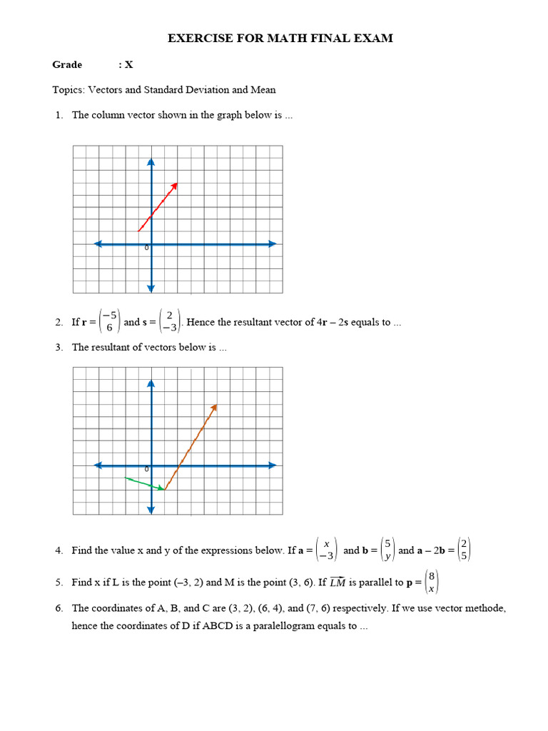 Exercise For Final Exam Grade X | PDF | Euclidean Vector | Standard ...