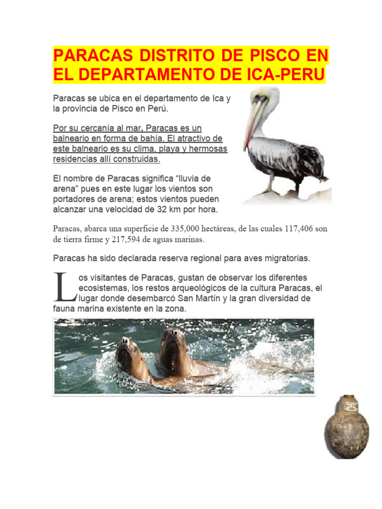 Paracas: Distrito de Pisco, Ica, Perú | PDF | Ciencias de la Tierra