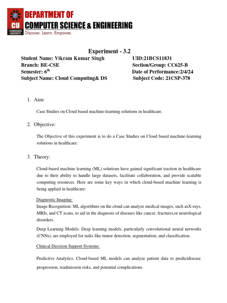 Experiment - 3.2 | PDF | Machine Learning | Cloud Computing