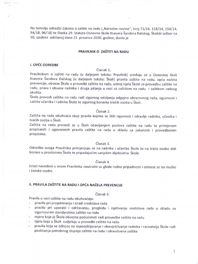 Pravilnik o Zaštiti Na Radu | PDF