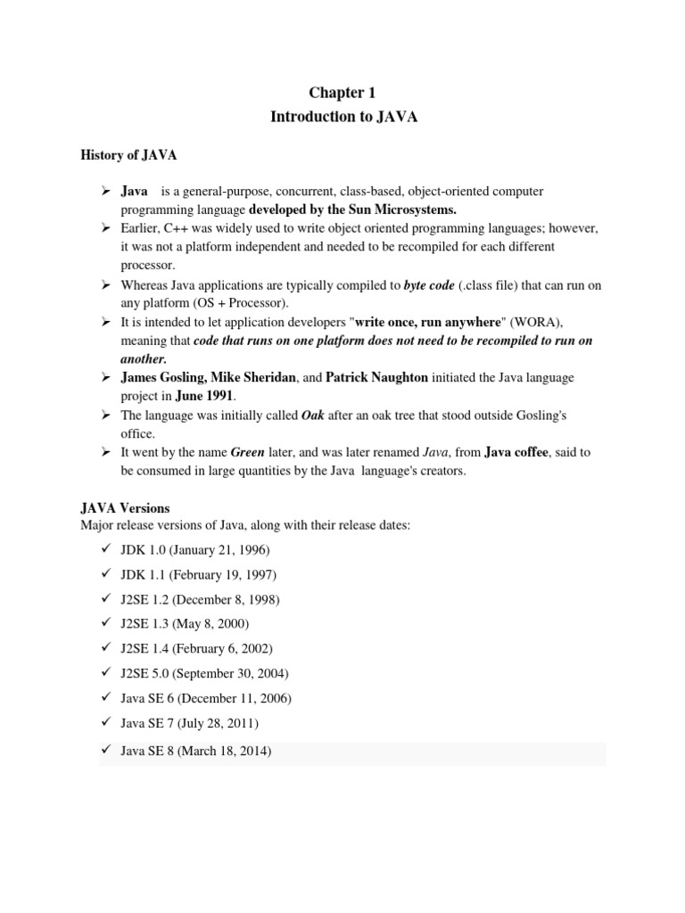 Chapter 1 Java Pdf Java Programming Language Java Virtual Machine