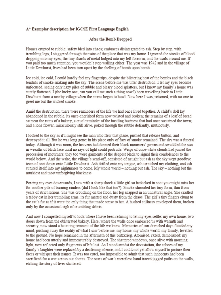 Descriptive Essay Sample | PDF | Plot (Narrative) | Conflict Resolution