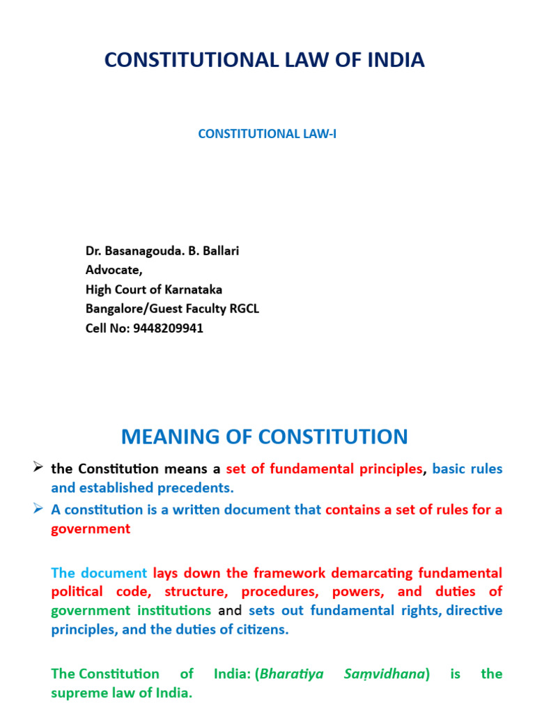 Rgcl-Constitutional Law of India-I | PDF | Writ | Constitution