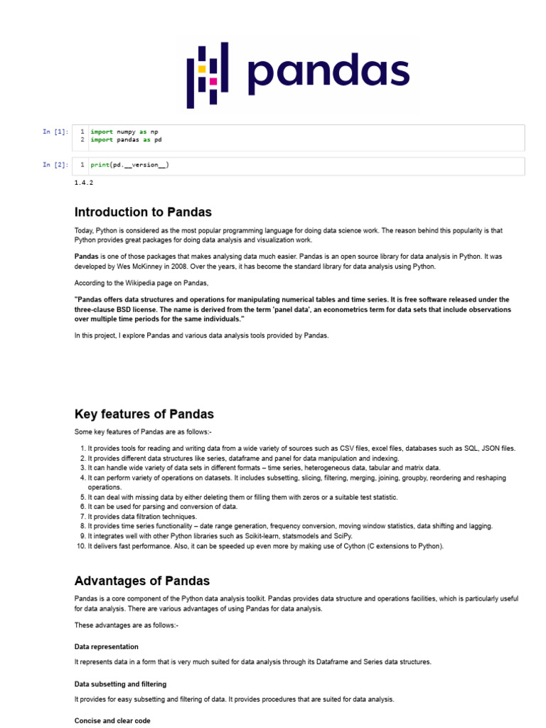 Pandas | PDF | Software Engineering | Computing Pandas | PDF | Software Engineering | Computing