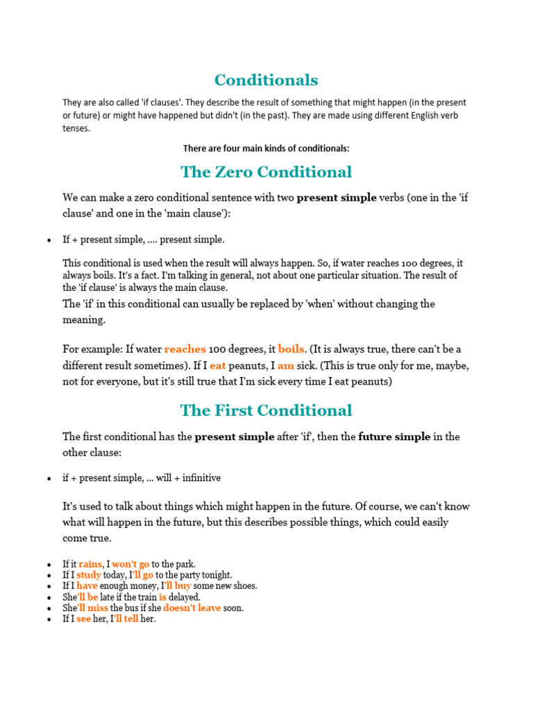 Conditionals. ENglish | PDF | Languages | Foreign Language Studies