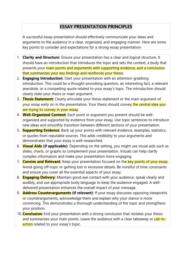 Essay Presentation Essentials | PDF | Essays | Argument