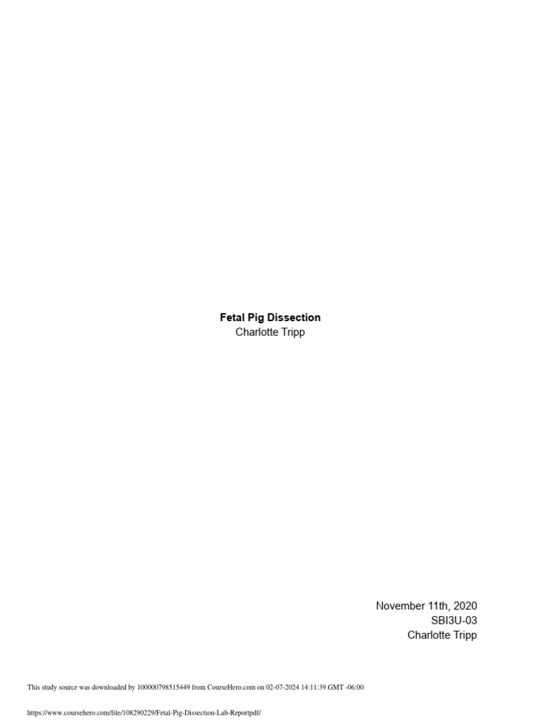 Fetal_Pig_Dissection___Lab_Report.pdf | PDF | Anatomy | Autopsy